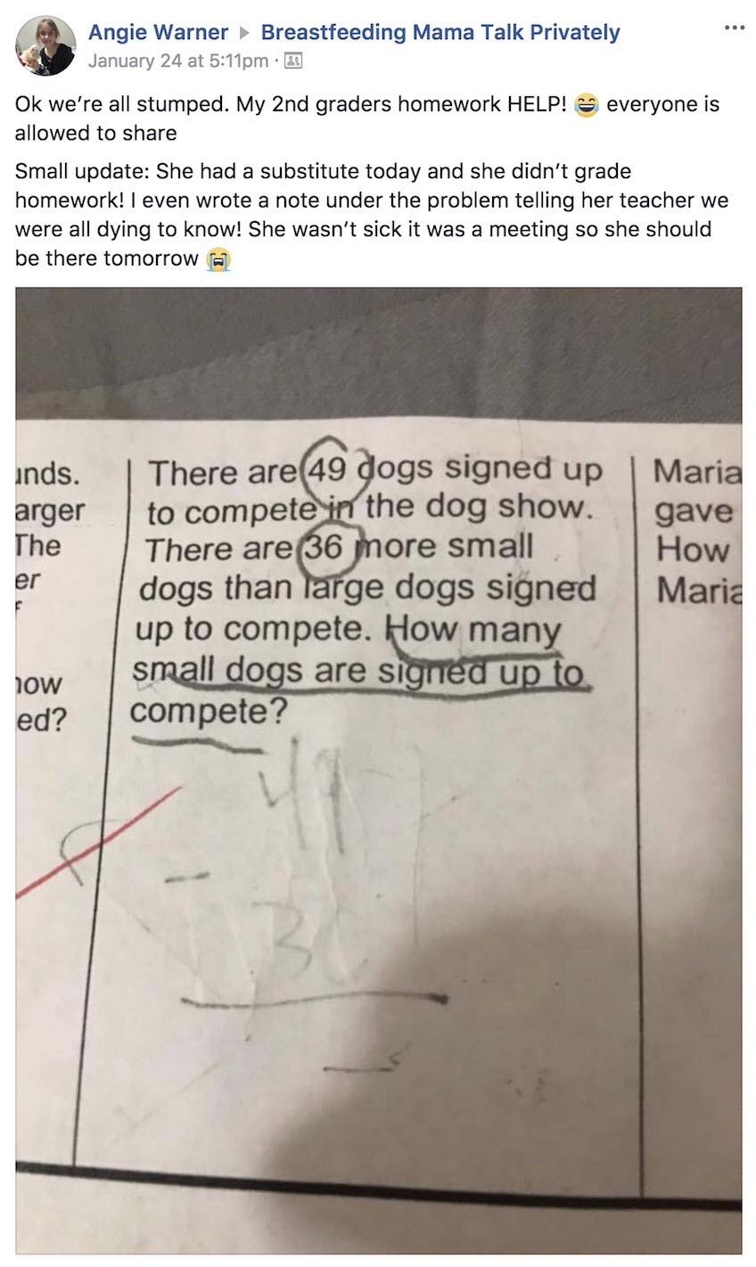 Mom Shares Math Homework From Her 2nd Grader And Nobody Can Get It ...